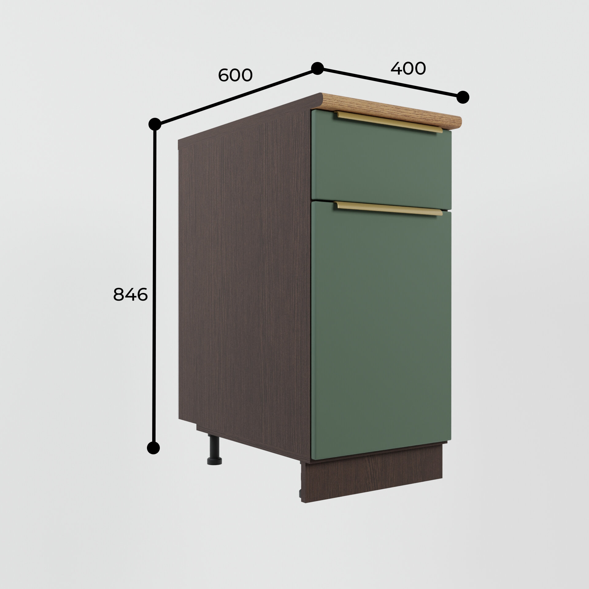 Кухонный модуль стол с 1 ящиком МДФ 400*846*600