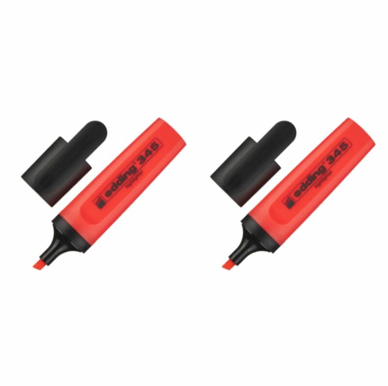 Edding маркер текстовыделитель красный, 1-5мм 2 шт