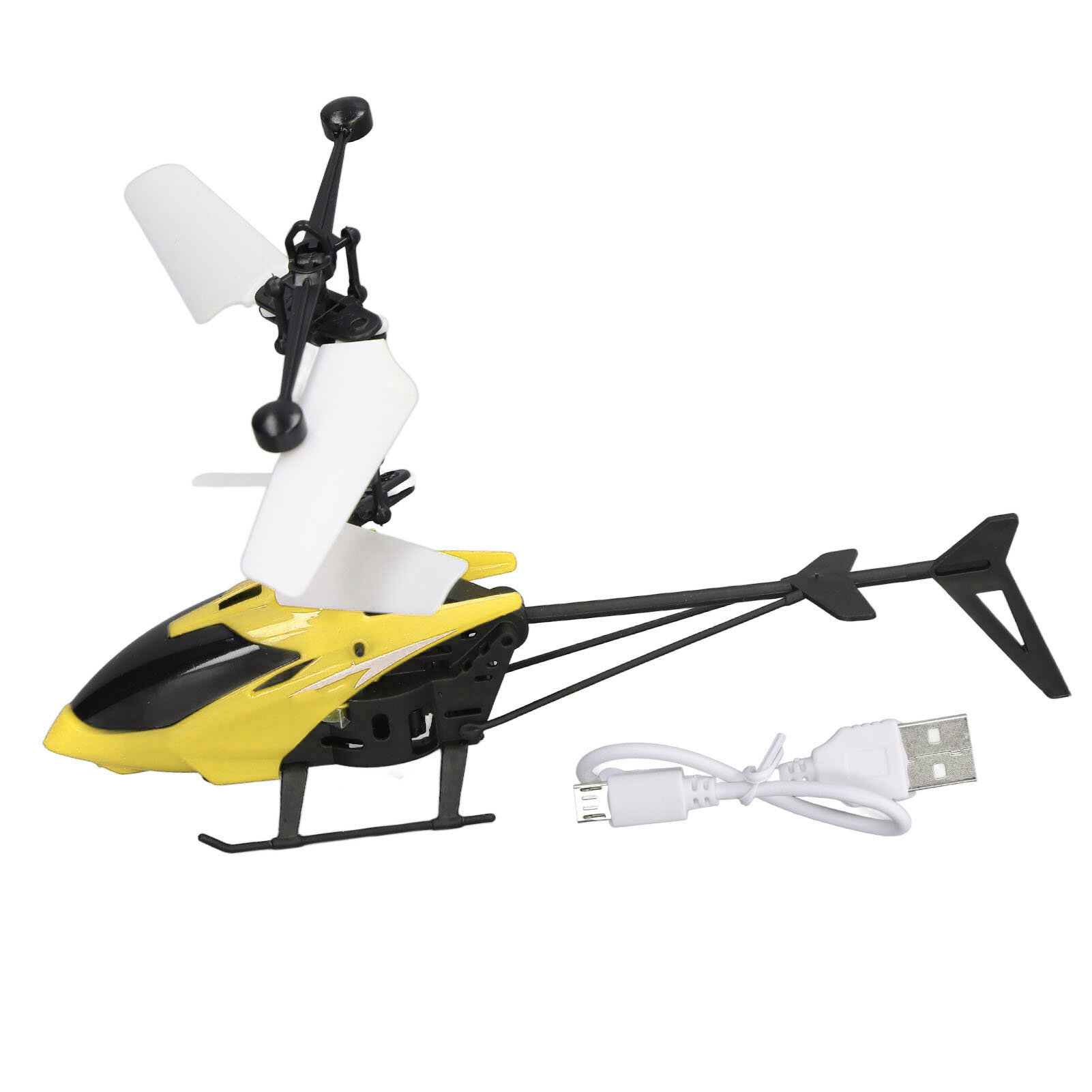 Миниатюрный радиоуправляемый вертолет со стабильной скоростью вращения, усиленной обработкой, светящимся корпусом, ударопрочным индукционным механизмом, желтый цвет.