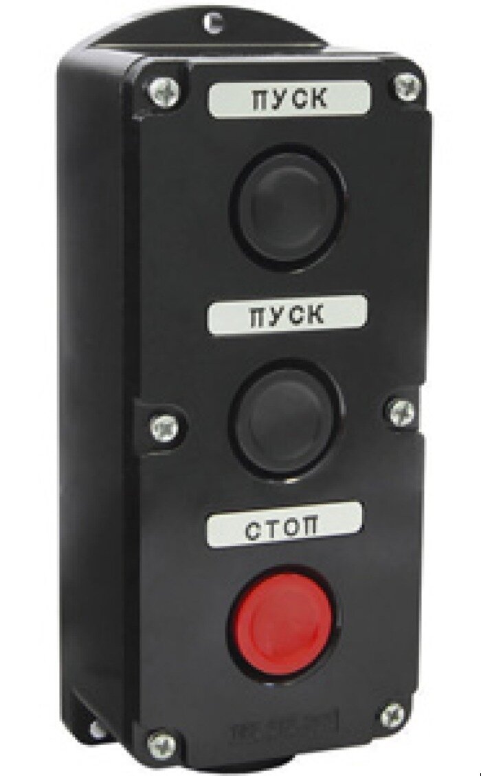 Кнопка управления Электротехник ПКЕ 212-3, черная, 660В 10А AC/DC, ET519070 / кнопочный пост