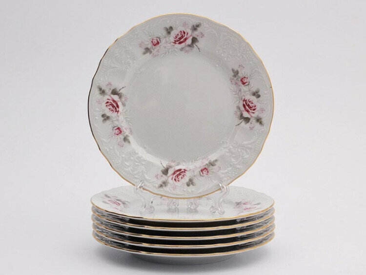 Набор тарелок 17см. 6шт "Роза серая золото"