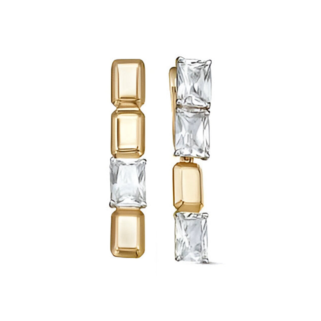 Серьги, красное золото, 585 проба, фианит