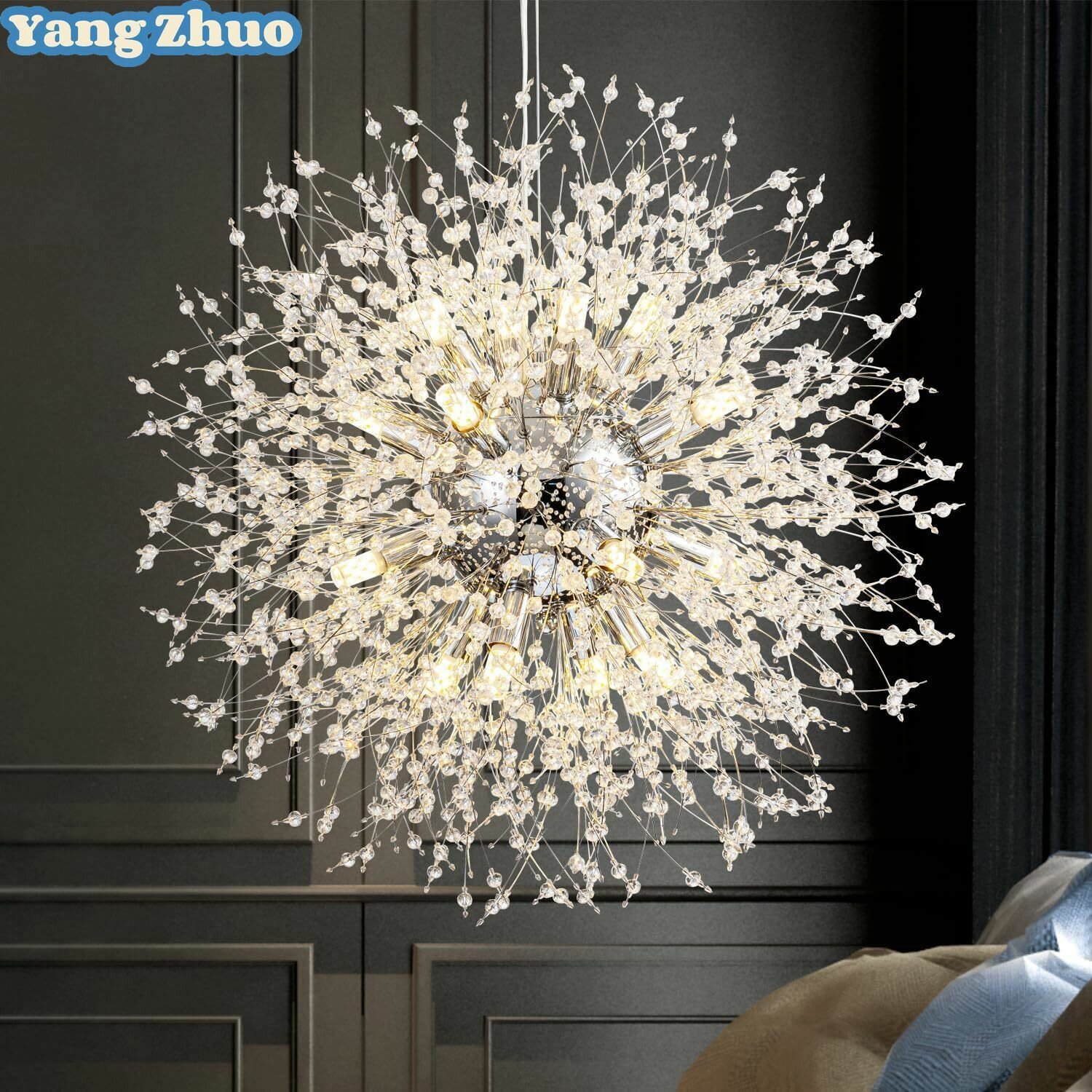 Современные хрустальные люстры, фейерверки, хрустальные светильники и люстры в виде одуванчиков подходят для фойе, коридоров, входных групп, кухонь и спален.