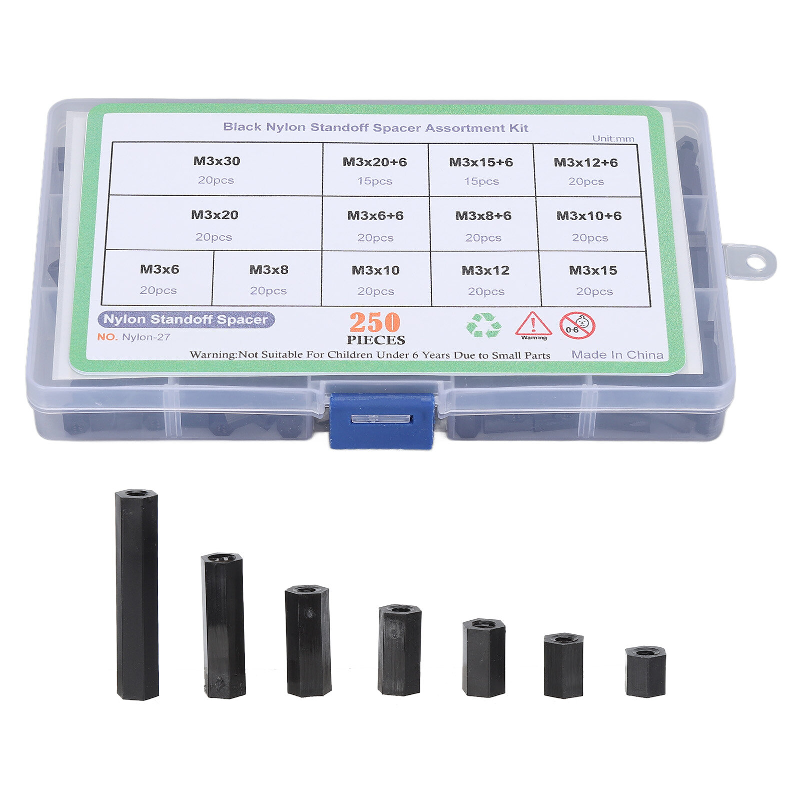 250шт Нейлоновые Шестигранные Распорки M3 Винт Гайка Стойка для DIY Дронов