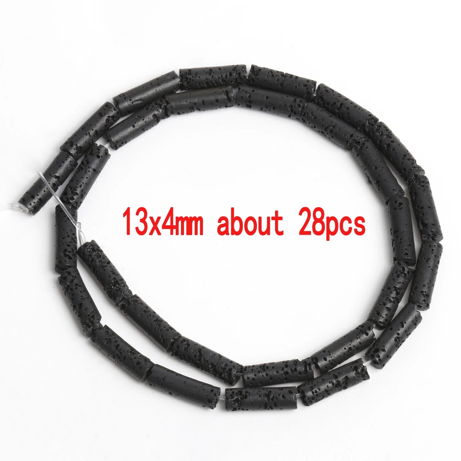 Черные бусины из вулканической лавы Xilitata Черный, Type24-13x4mm