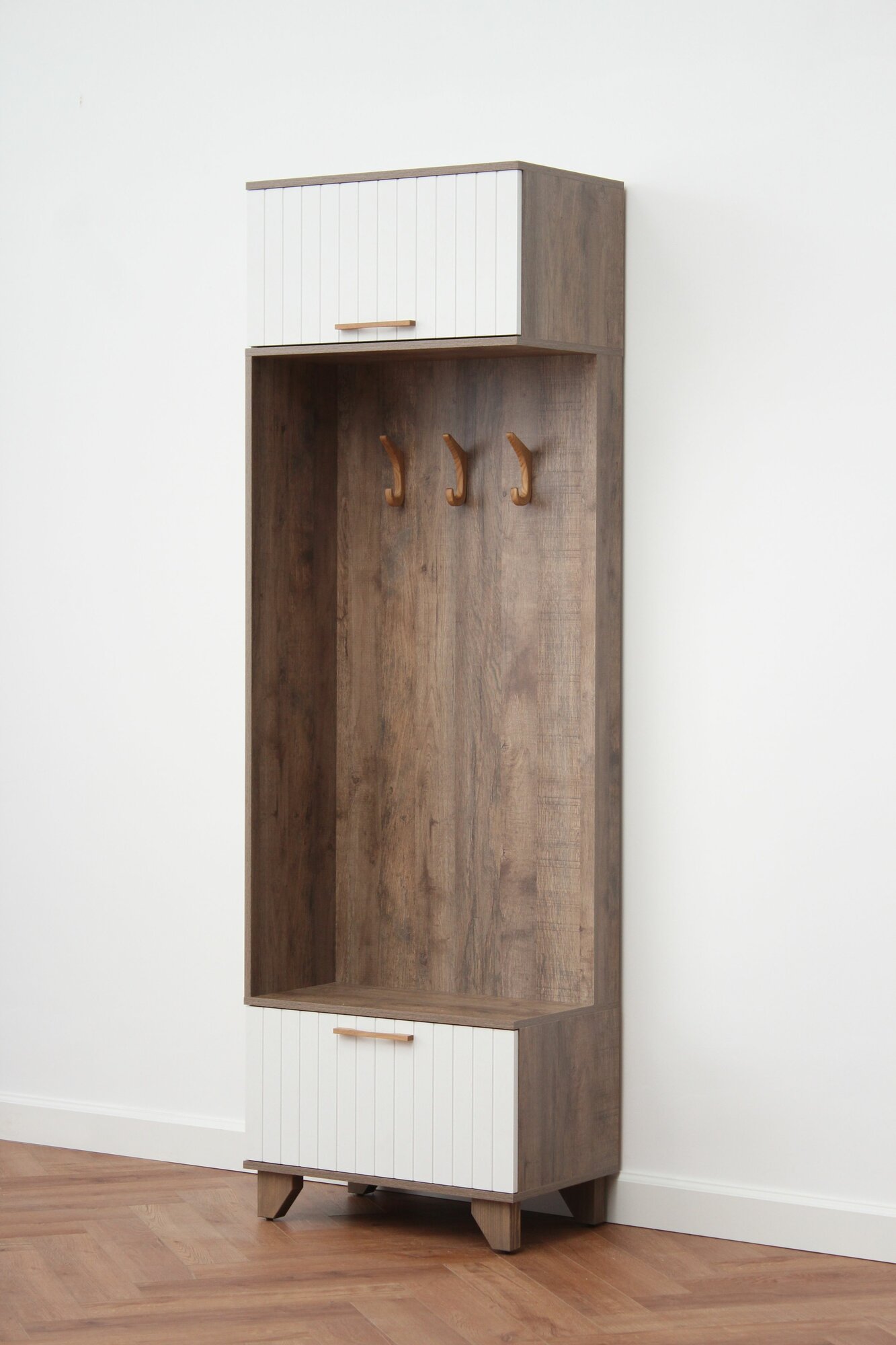 Вешалка напольная для одежды Копенгаген с тумбой Дуб Самдал / Белый матовый (12 стульев)