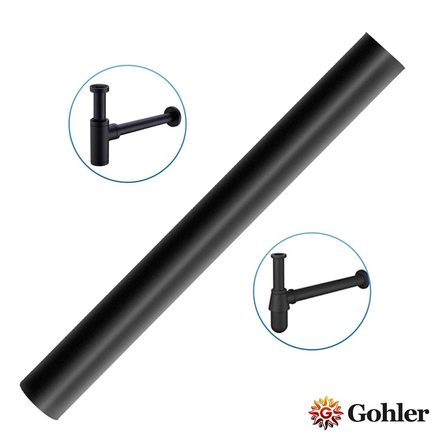 Трубка для сифона Gohler, латунь, черная , антикорр. покрытие 300мм