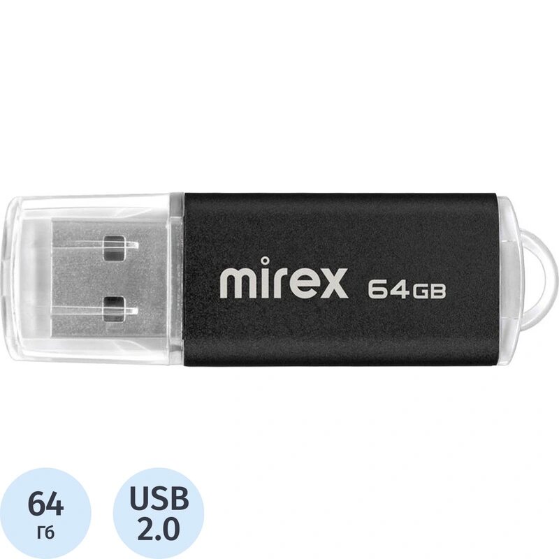 Флеш-память Mirex USB UNIT BLACK 64Gb (13600-FMUUND64 )