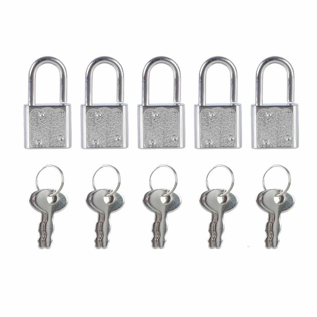 5 шт. Металлический замок в винтажном стиле, навесной замок из цинкового сплава, Маленький ключ от багажника