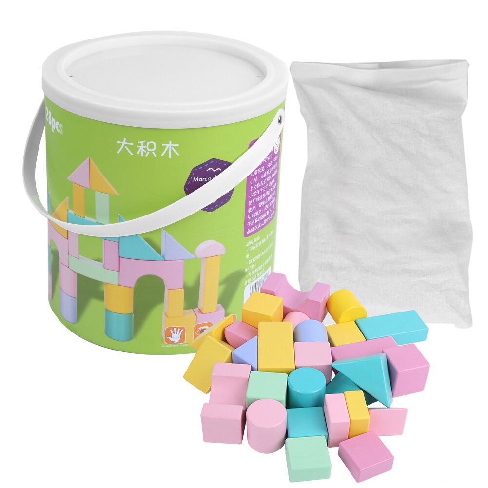 Набор деревянных строительных блоков Взаимодействие родителей и детей, комплект образовательных блоков замка, 28 шт.