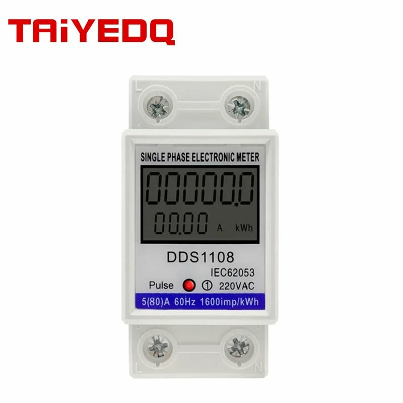 DDS1108 80A Однофазный двухпроводный жидкокристаллический цифровой индикатор энергопотребления kWh AC 230V 50Hz