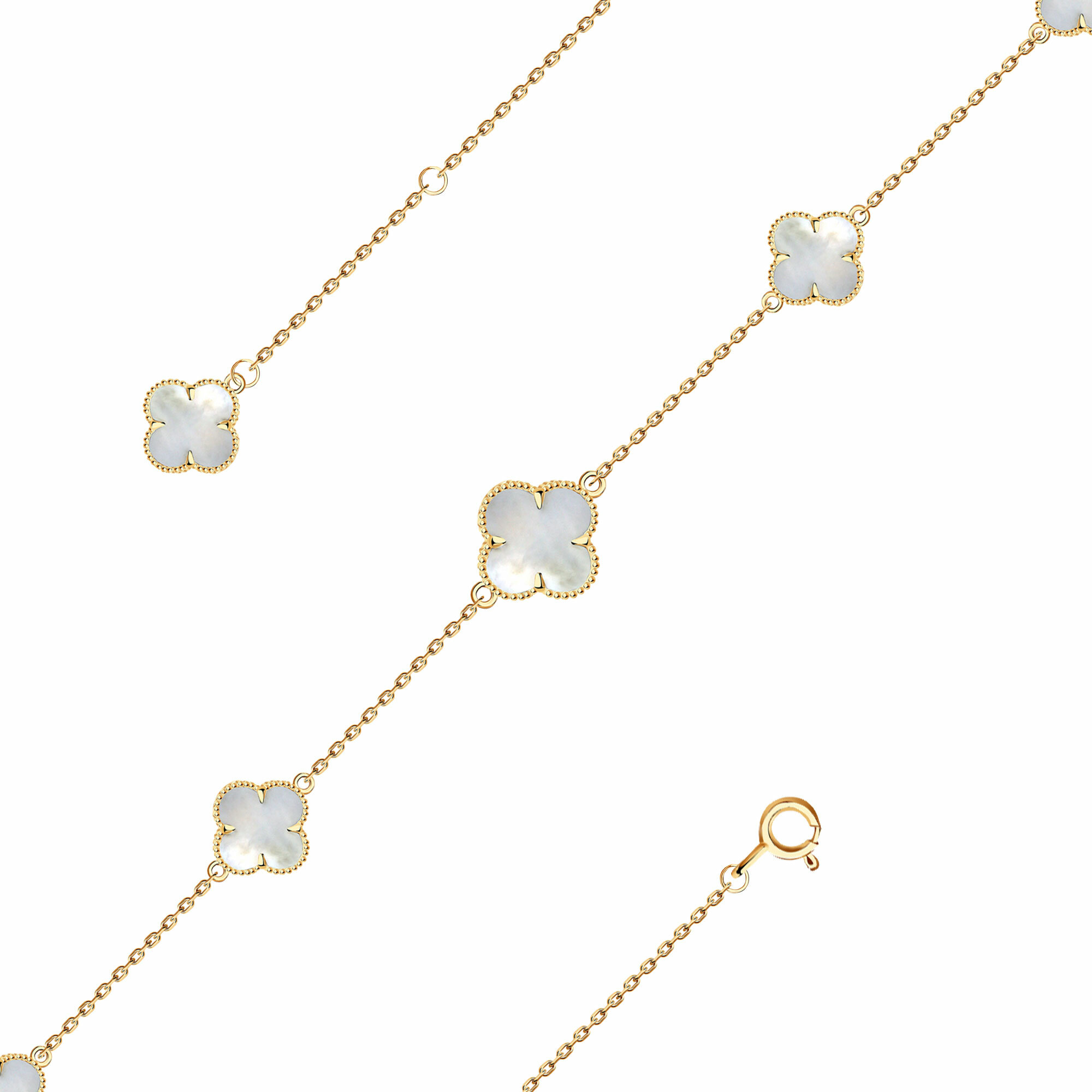 Браслет, красное золото, 585 проба, перламутр