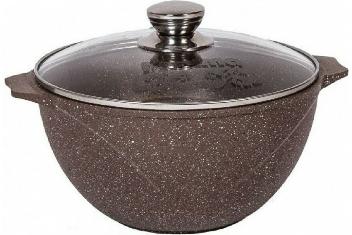 Казан 55806 со стеклянной крышкой. "Гранит brown" 5 литров
