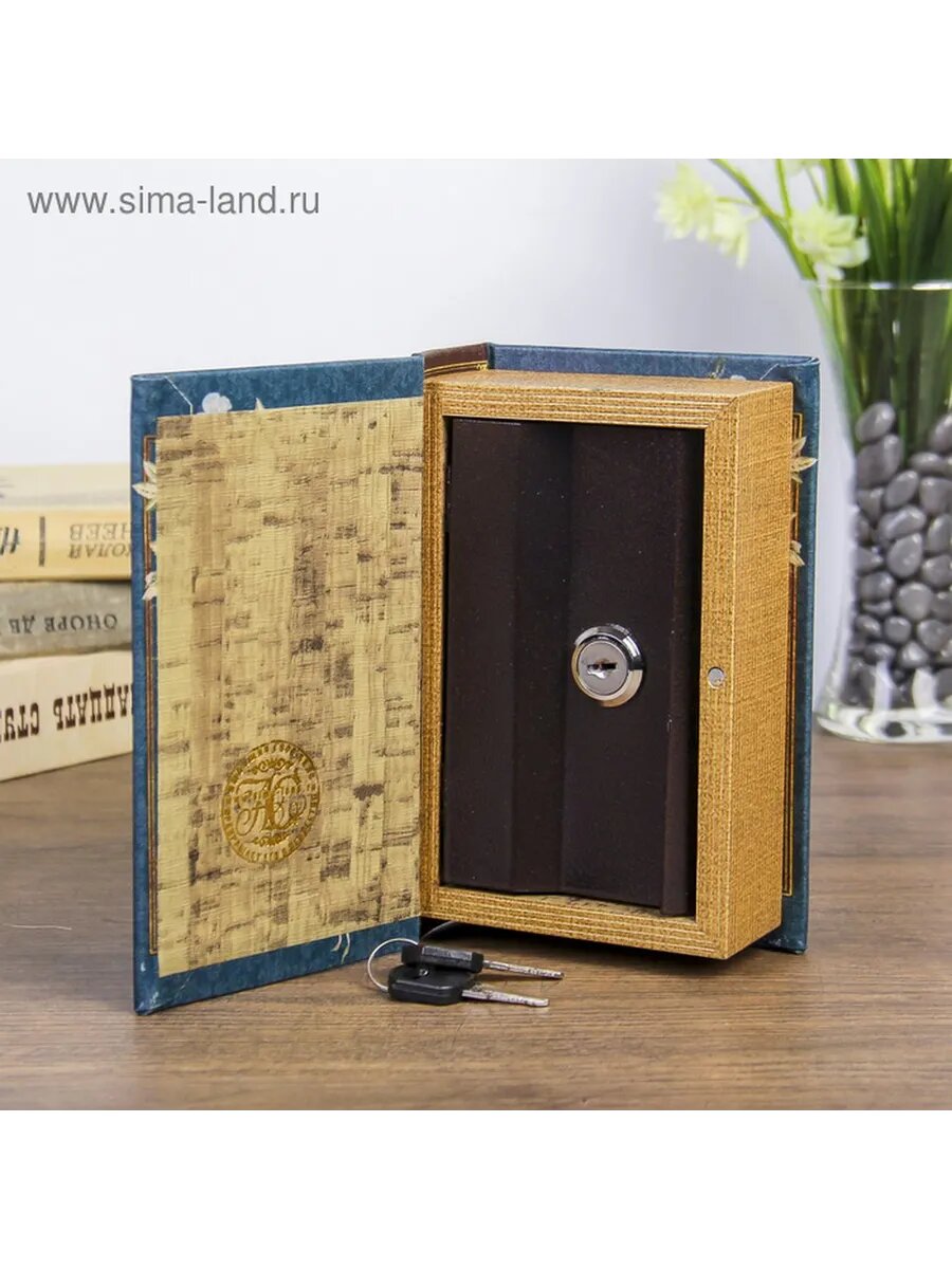 Элегантный деревянный сейф-книга с цветочным дизайном