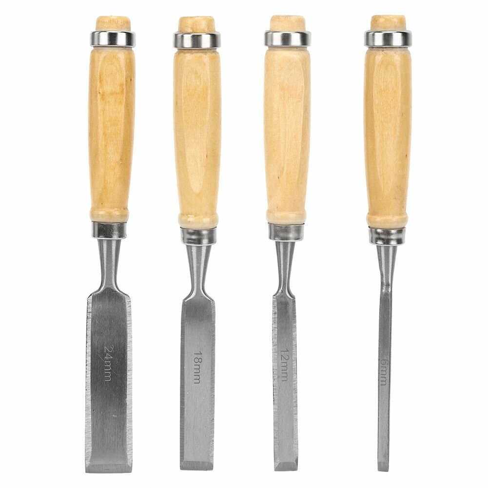Комплект из 4 стамесок с деревянными ручками для начинающих столяров