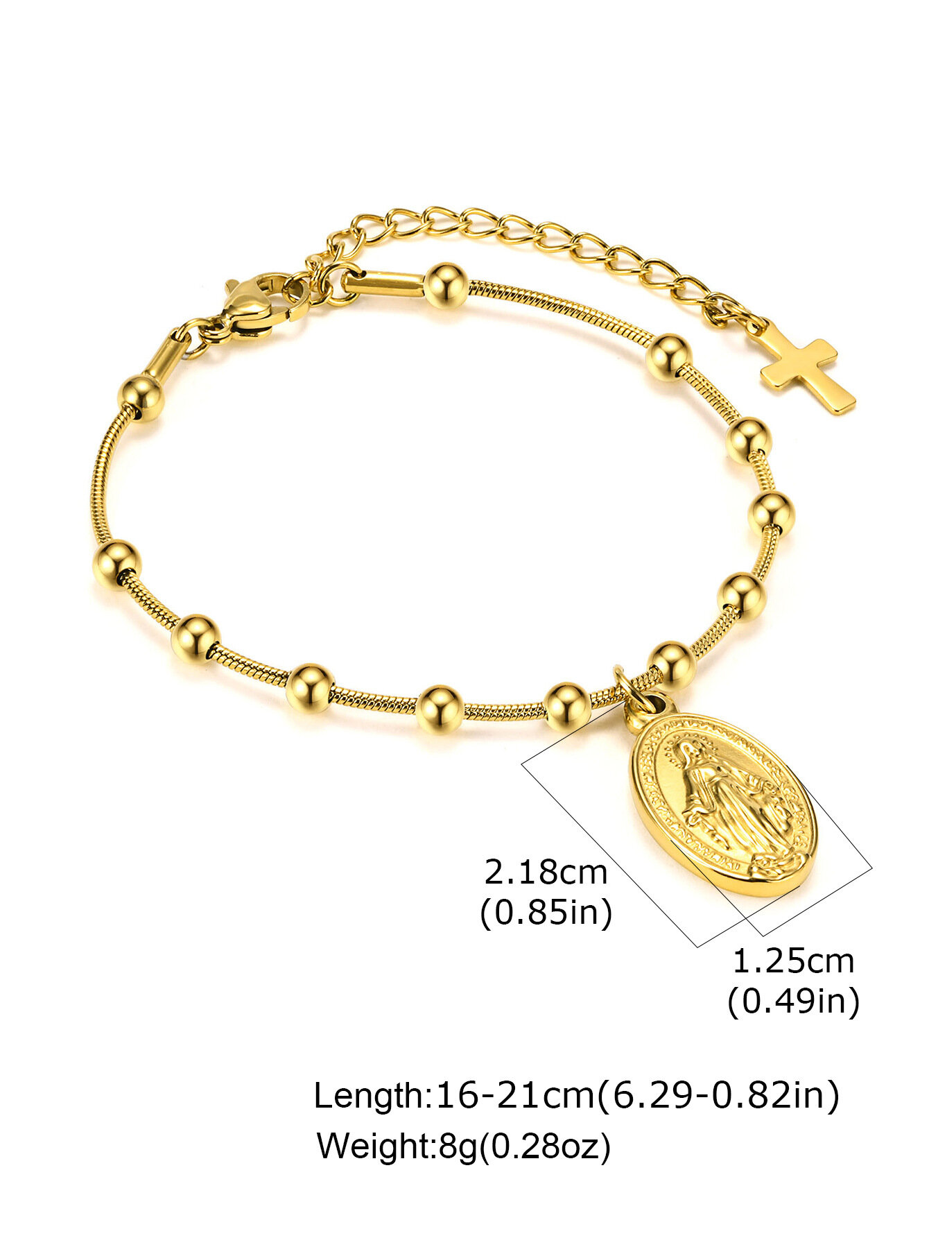 Браслет для гадания, YM Дева Мария Сталь Золото Змеиная цепь Ретро