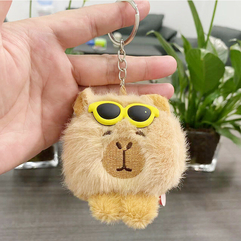Keychain plush panda cozy adorable stuffed animal doll perfect for handbags gifts capybara brown