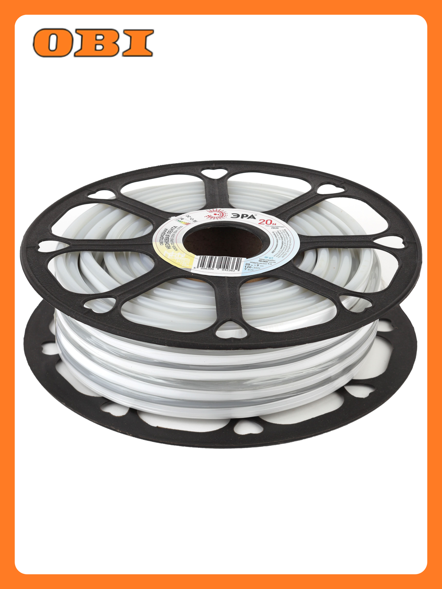 Светодиодная лента ЭРА N2835-120-IP67-220V-20m-2700 120 шт IP67 220В белый 20 м