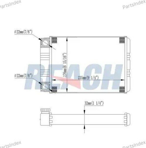 Радиатор отопителя REACH 1.18.12295 Mercedes W203, S203, Cl203 1.6-5.5, D 00-11, A209, C209 2.0-6.3, D 02-10, W463 6.5 12->, R230 3.5-6.5 01-12
