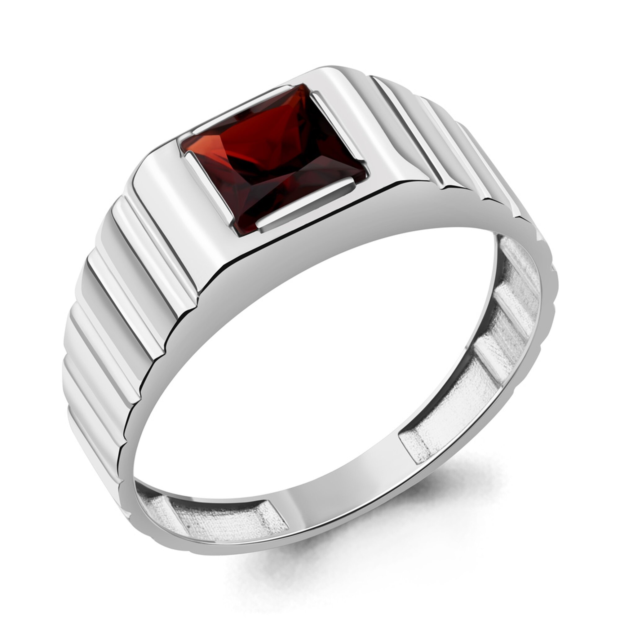 Кольцо, серебро, 925 проба, родирование, гранат