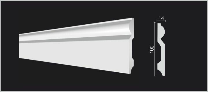 Плинтус Decor-Dizayn DD137 Белая Лепнина Д2000хВ119хТ15 / Декор Дизайн.