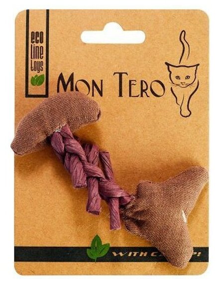 Игрушка для кошек Мон Теро ЭКО рыбья кость с кошачьей мятой, фиолетовая 11 см