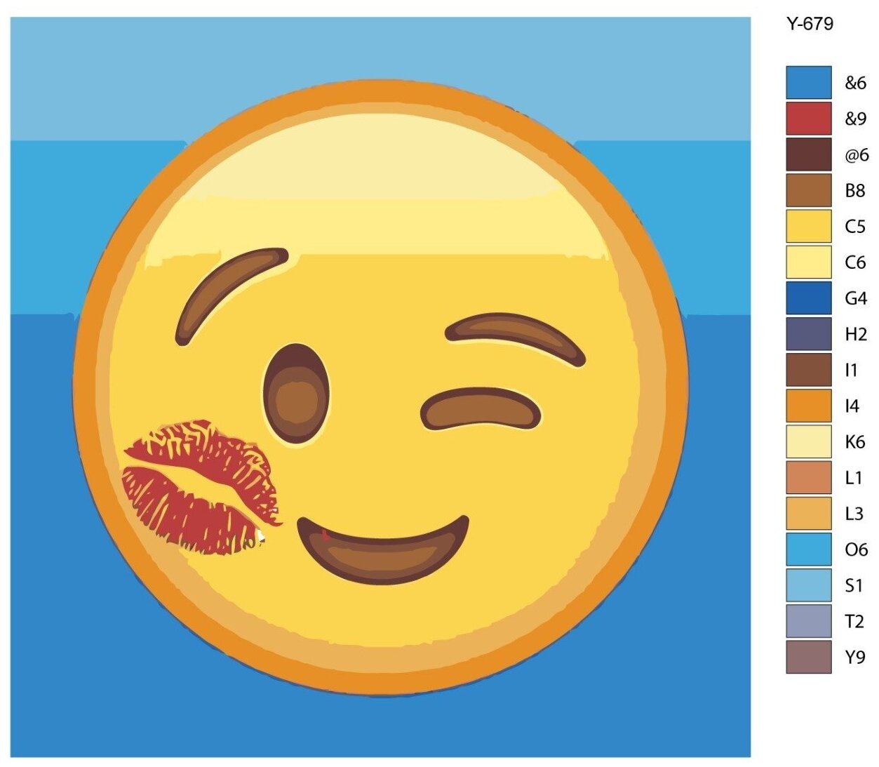 Картина по номерам Y-679 "Смайлики эмодзи поцелованный" 80x80
