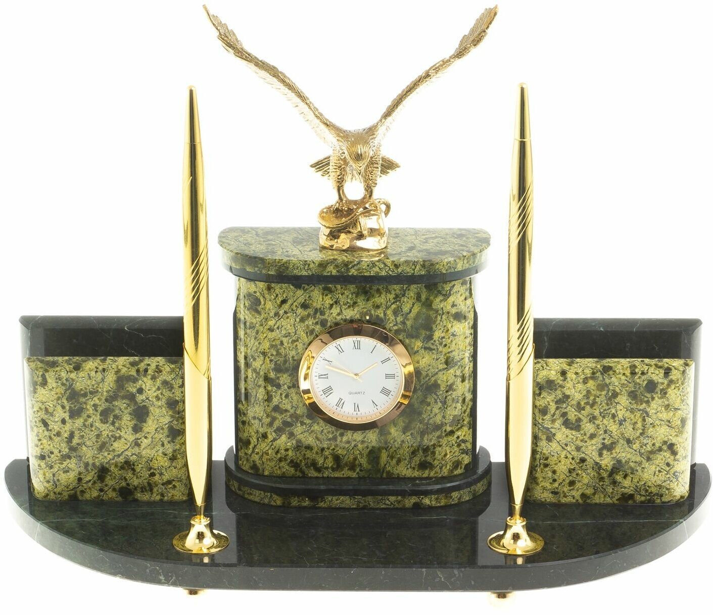 Письменный прибор "Гордый орел" из змеевика и бронзы 122590