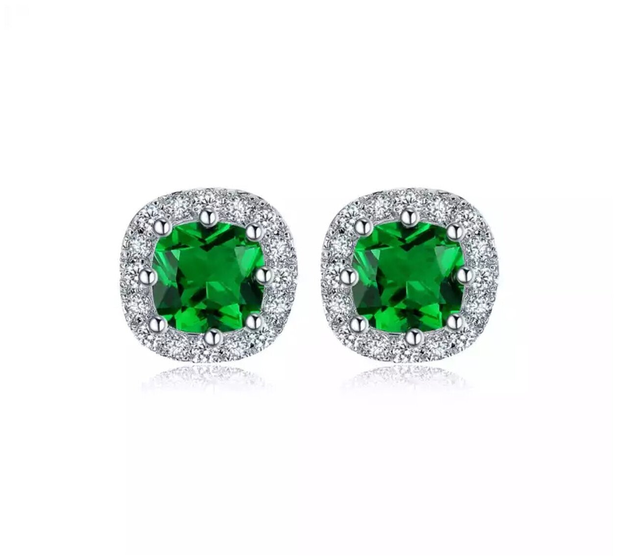 Серьги пусеты, циркон