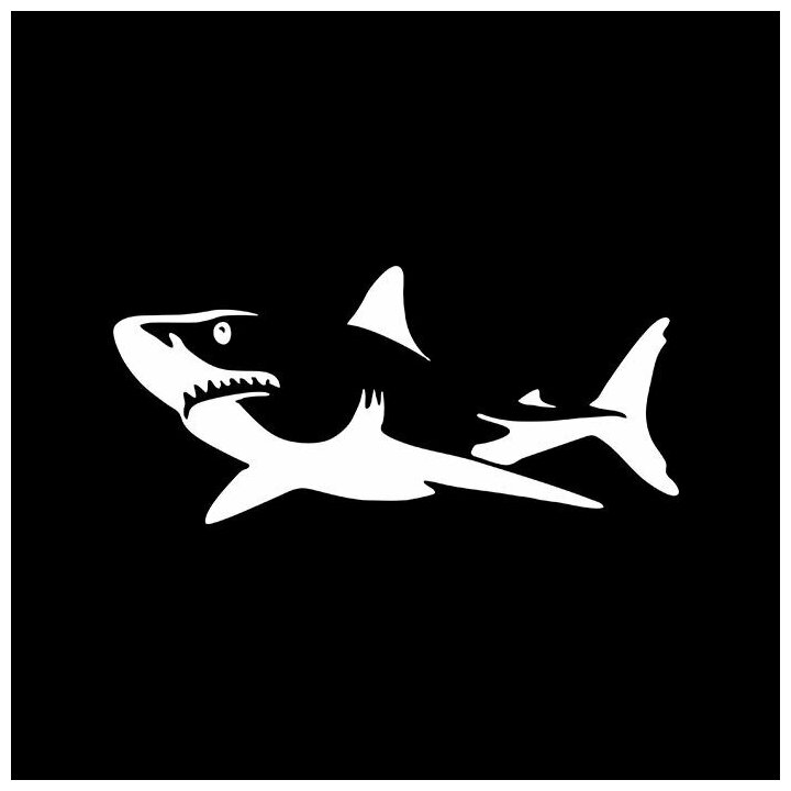 Наклейка акула на авто белого цвета 20x9 см