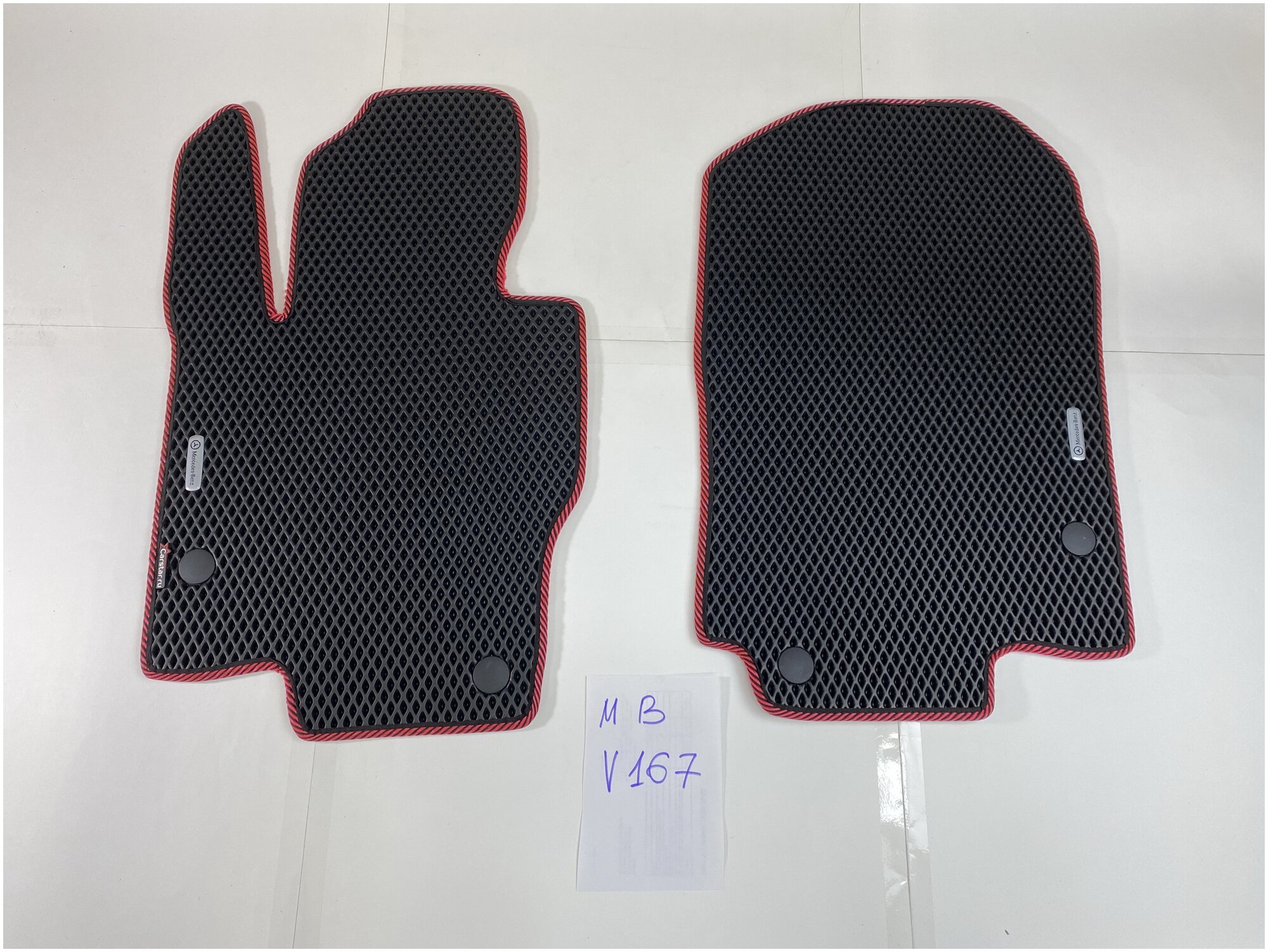 CARSTAR | Коврики EVA для MB GLE-klasse II V167 передние (ромб, черный с красно-черным кантом) с 2 шильдиками