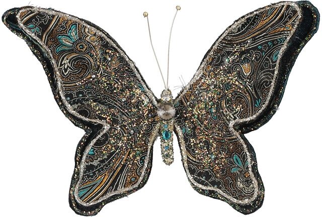 Елочная игрушка Бабочка Lialle 25 см изумрудная, клипса, Noel Collection (Katherine’s Style), 1101393