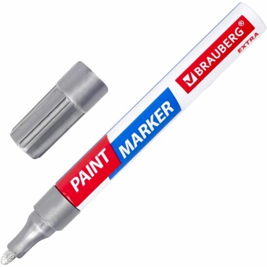 Маркер-краска Brauberg лаковый EXTRA (paint marker) 4 мм, серебряный, улучшенная нитро-основа,