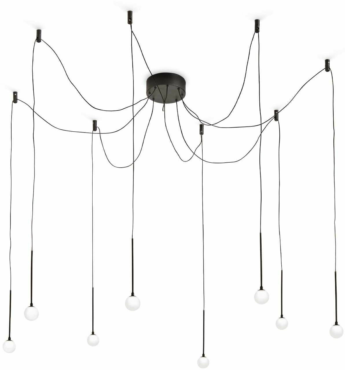 Люстра подвесная ideal lux Lucciola SP8 8х1Вт 750Лм 3000К IP20 LED 230В Сатин/Черный Акрил/Металл 283982.