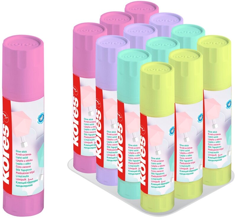 Клей-карандаш Kores "Pastel", 20г, прозрачный, ПВП