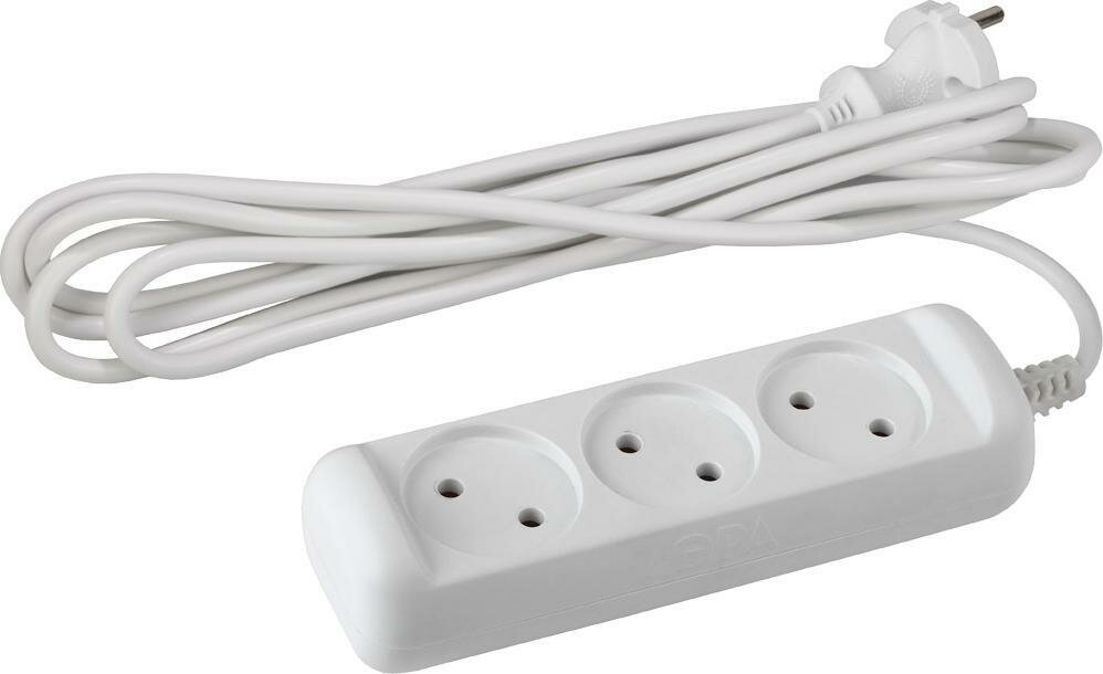 Удлинитель ЭРА U трехместный без заземления 3 метра белый