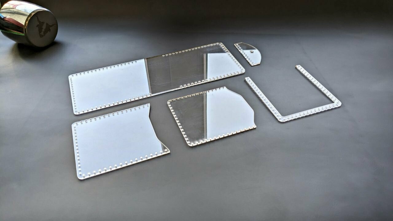 Лекало для шитья кожи из акрила - выкройка Ксива