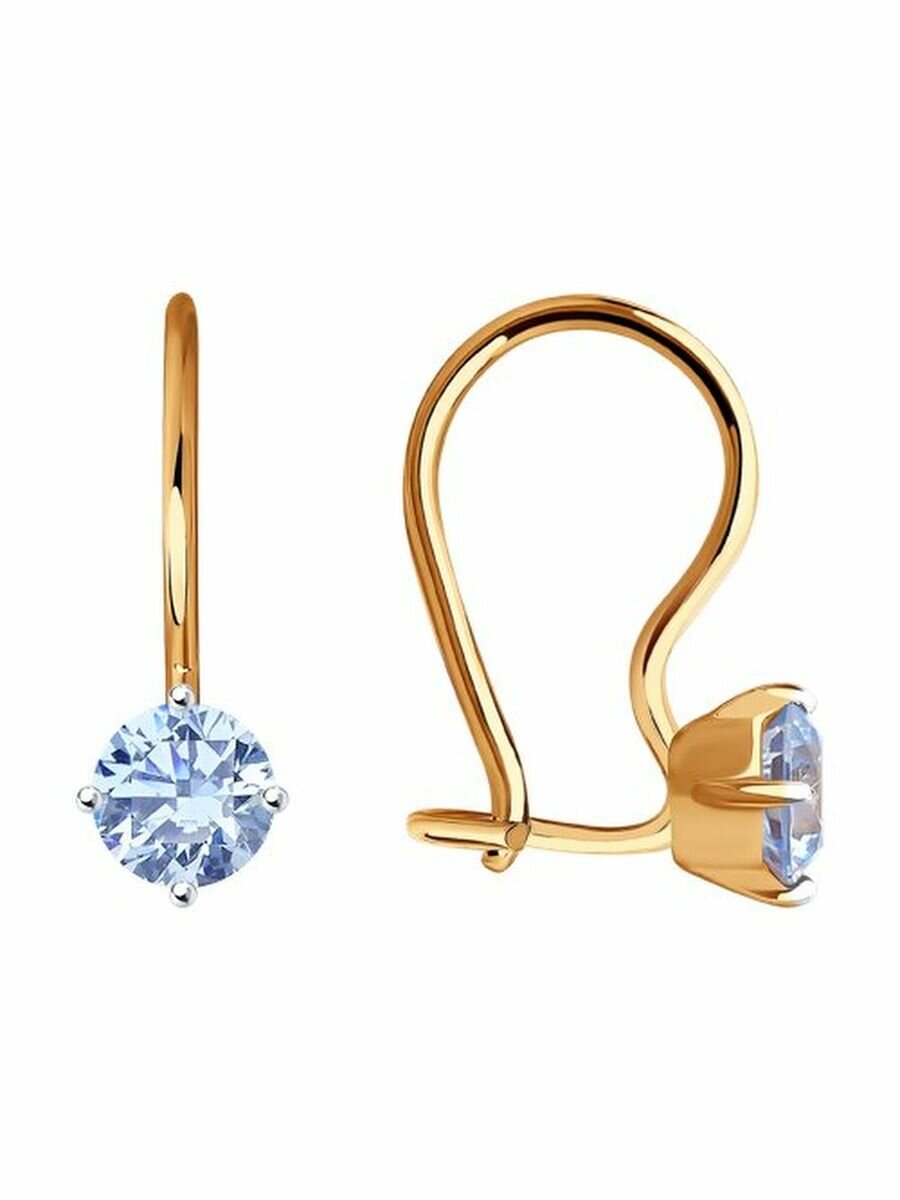 Серьги, красное золото, 375 проба, фианит