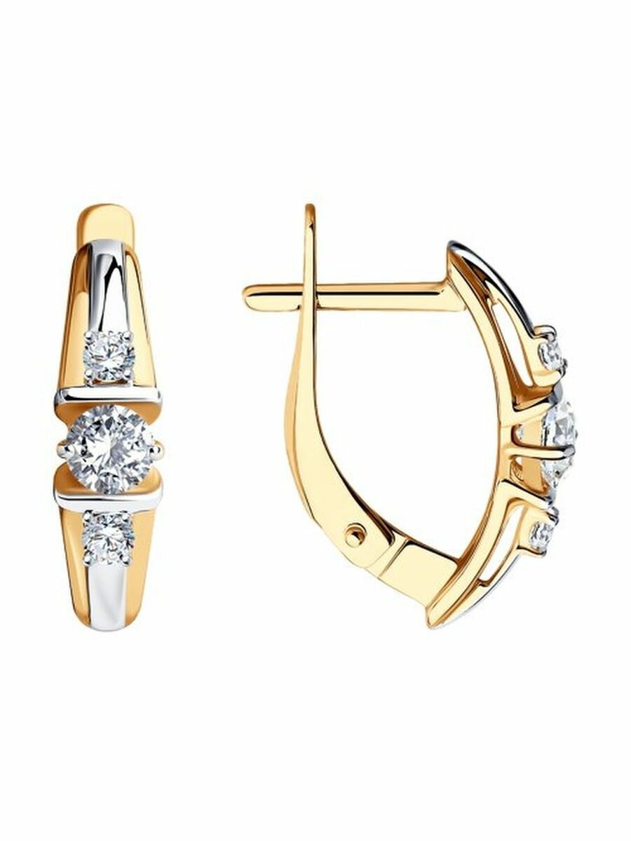 Серьги, красное золото, 375 проба, фианит