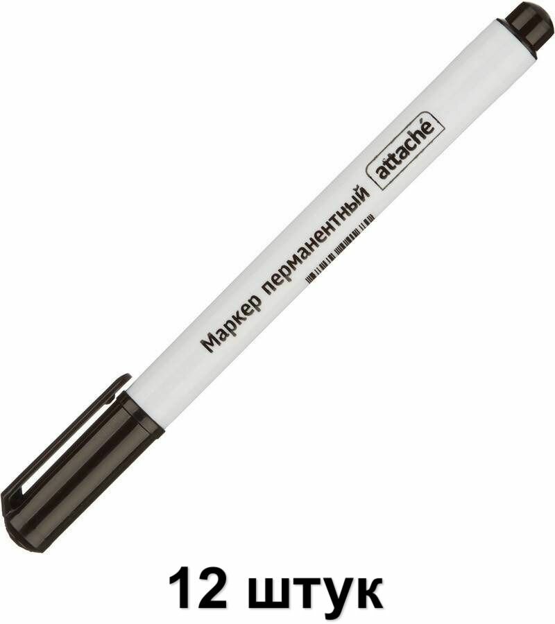 Attache Маркер перманентный Чёрный, 12 шт