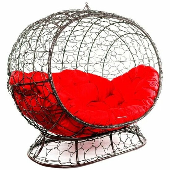 Диван M-group Улей на ножках в ротанге коричневое + красная подушка