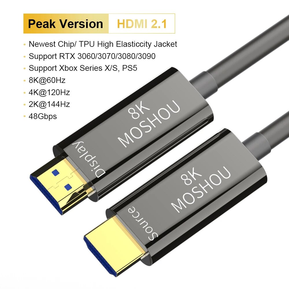 MOSHOU 8K HDMI 2.1 оптический кабель Peak Version, 30m(98.43 ft)
