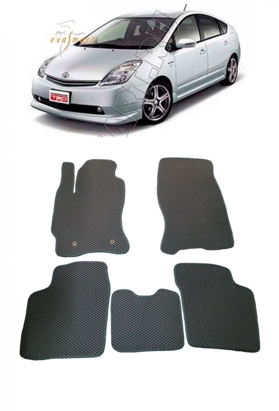 Ева коврики Toyota Prius (NHW20) 2004 - 2009/ Ева ЭВА сота/ цвет Серый c серой окантовкой / EVA Smart / коврики в салон автомобиля Тойота