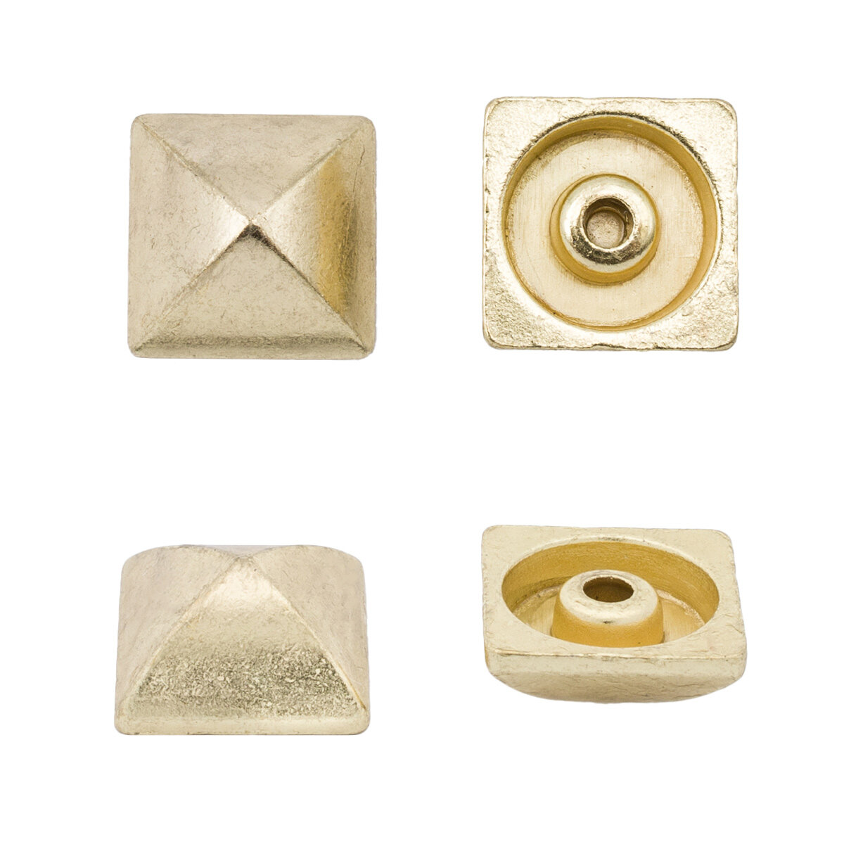 Хольнитены односторонние джинсовые 12*12 мм 'Пирамида', BIG, 53452, без гвоздика, металл (золото), 20 шт