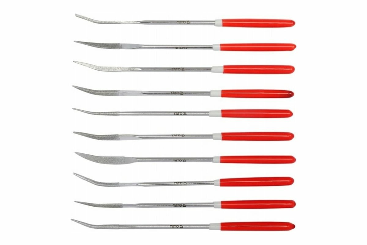 YATO Алмазные надфили набор 10 шт 3x140x30 мм YT-6146 для обработки металла и пластика