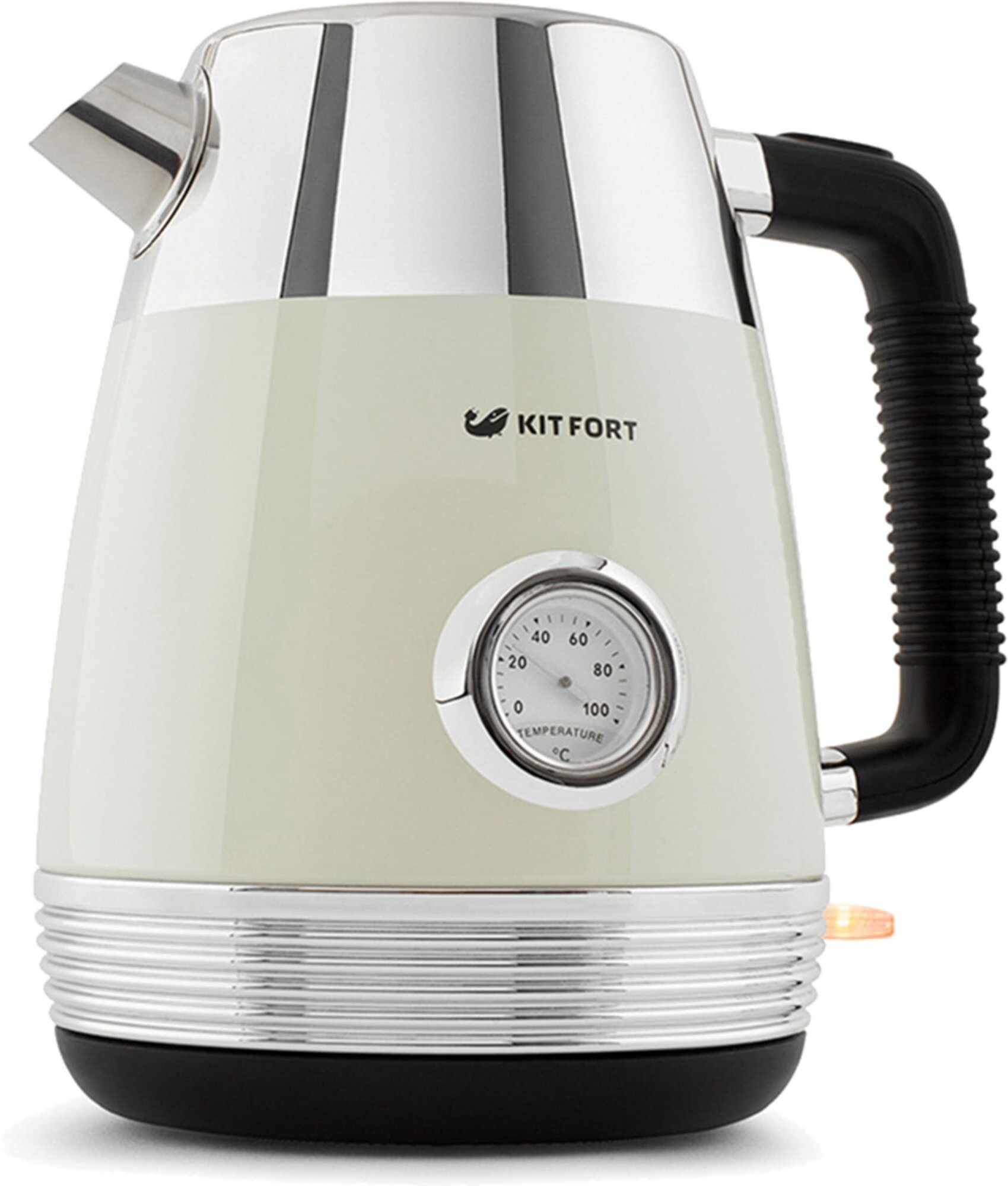 Kitfort (КТ-633-3 бежевый) Электрочайник (1.7л, 2150 Вт, стальной, встроенный термометр)