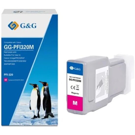Картридж струйный G G&g &G GG-PFI320M PFI-320M пурпурный (300мл) для Canon imagePrograf TM-200/200MFP/205