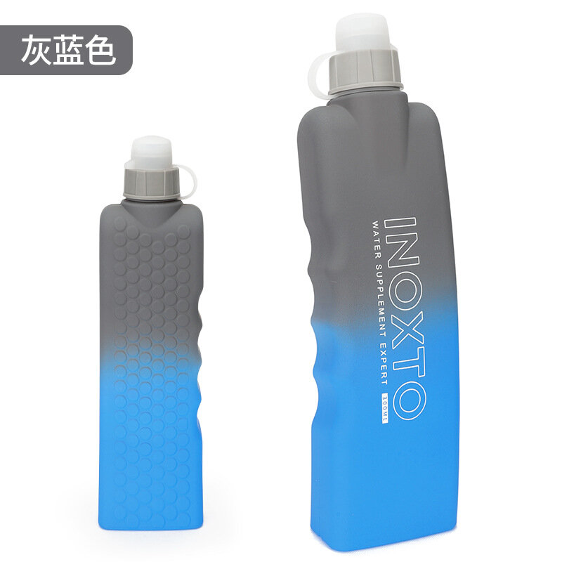 Спортивная бутылка для воды Inoxto, 300мл, многофункциональная, поясная, серо-голубая