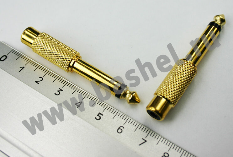 Переходник «Джек 6,3 мм» моно-гнездо RCA(F) мет, позол.