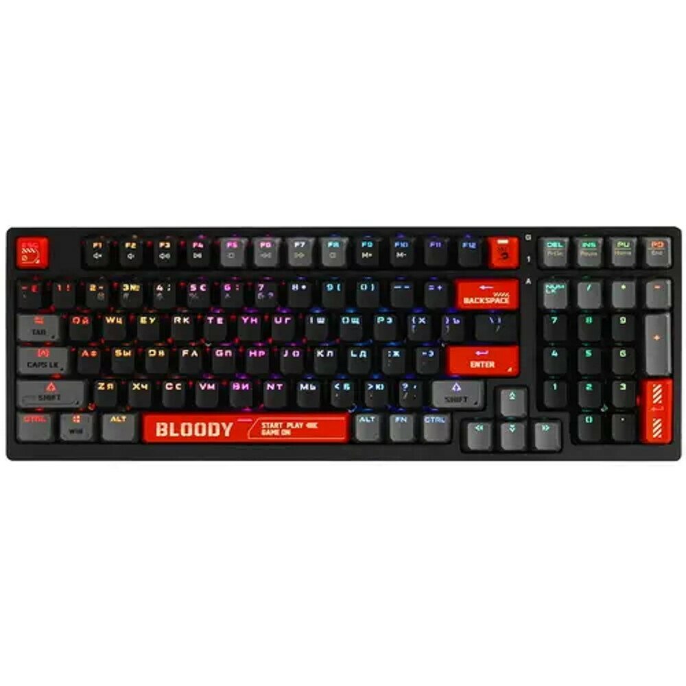 A4Tech Клавиатура проводная Bloody S98 black механическая, USB, for gamer, LED S98 RED